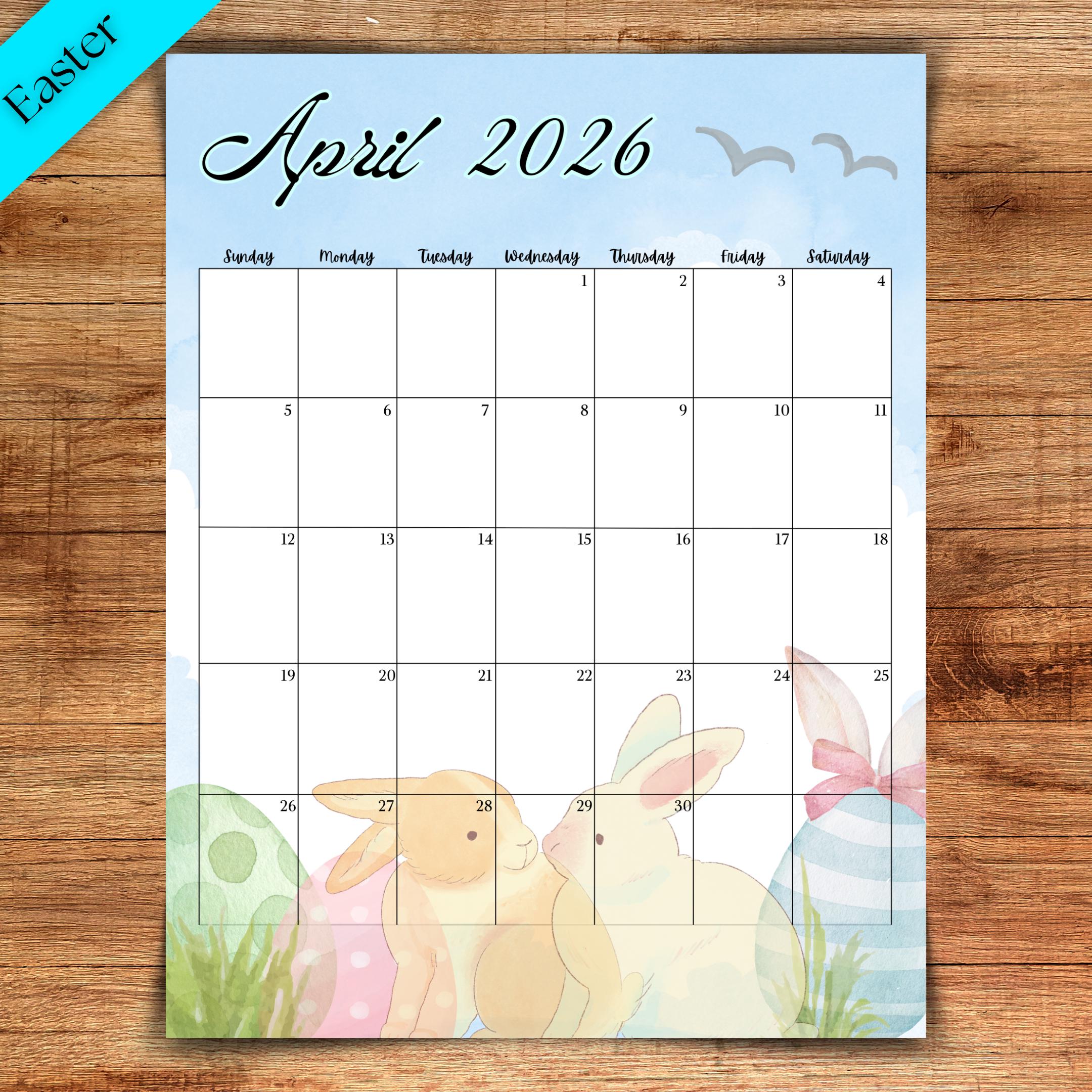 2026 Printable Holiday Themed Watercolor Calendar, Unlined, 8.5x11 & A4 ...