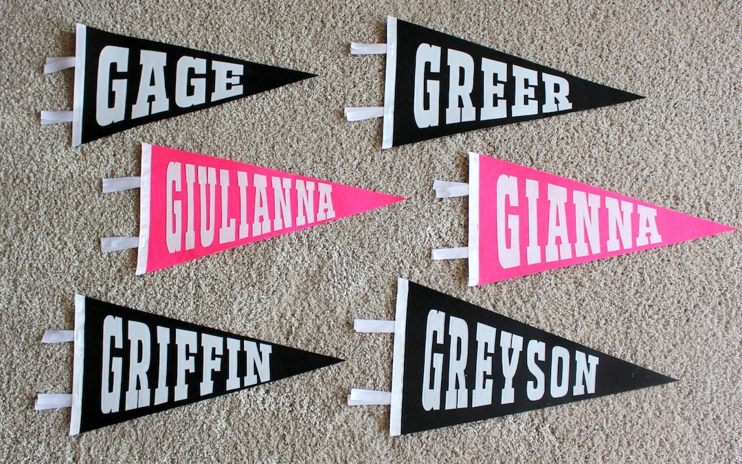 Set of 6 Personalized Pennants- Kids Girls Boys Sport Pennant Birthday ...
