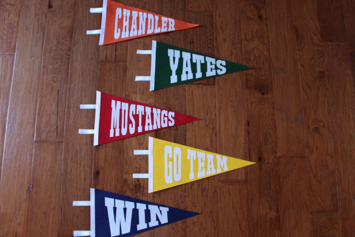 Set of 5 Personalized Pennants- Kids Girls Boys Sport Pennant Birthday ...