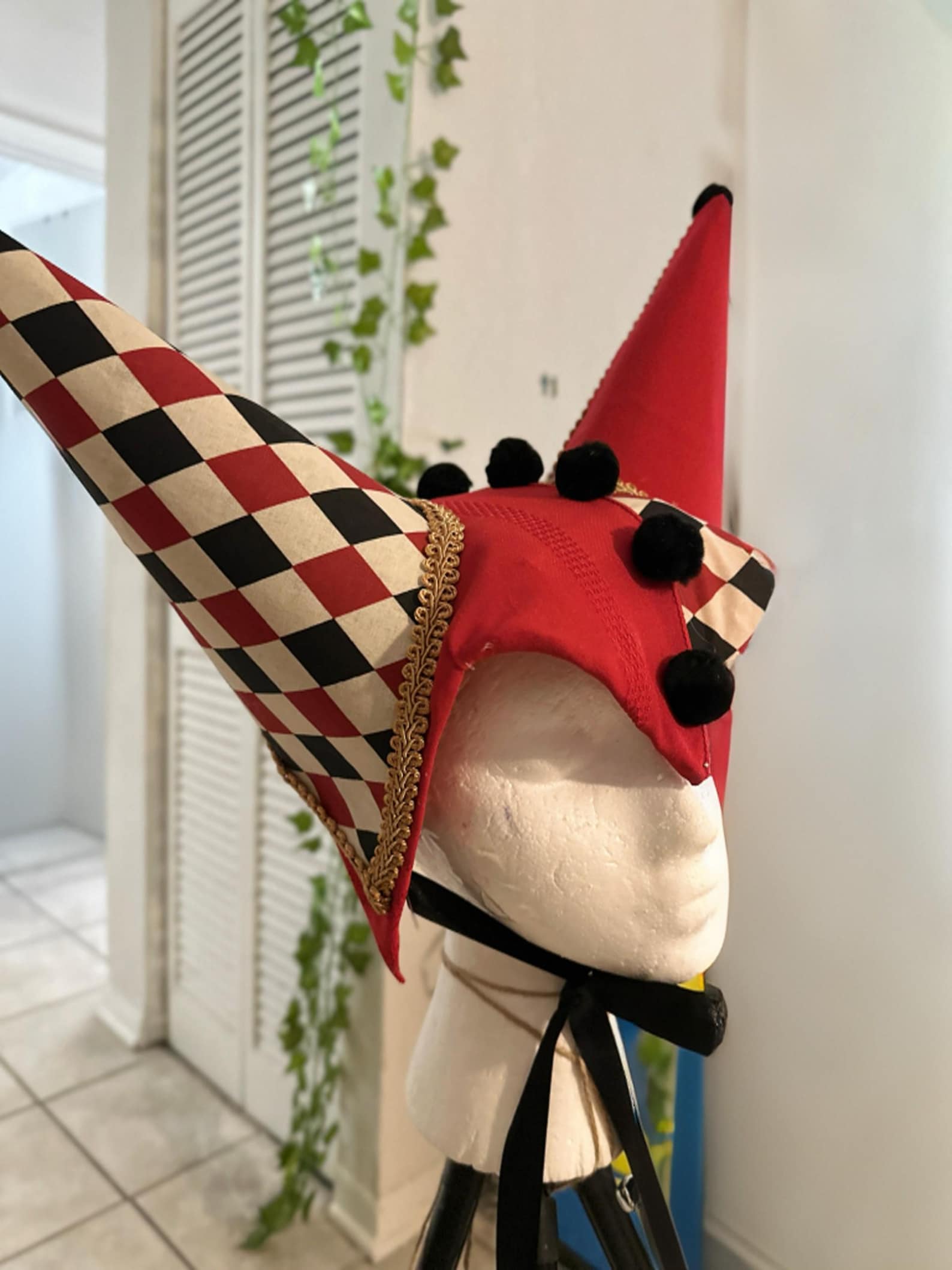 Jester Doble Horn Headpiece Handmade Costume Hat Renaissance Carnival ...