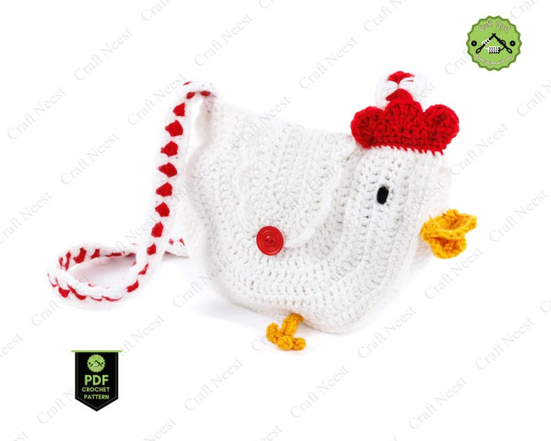 Crochet Chicken Bag Pattern Animal Purse Pattern Chicken Crochet ...