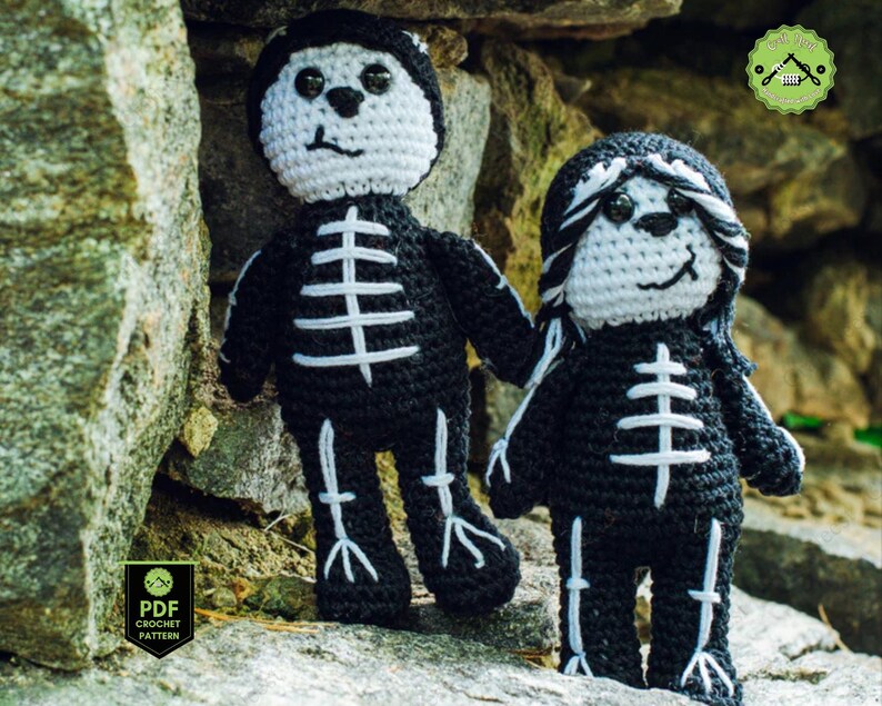 Mr. and Mrs. Skeleton Crochet Pattern Bride and Groom Amigurumi ...