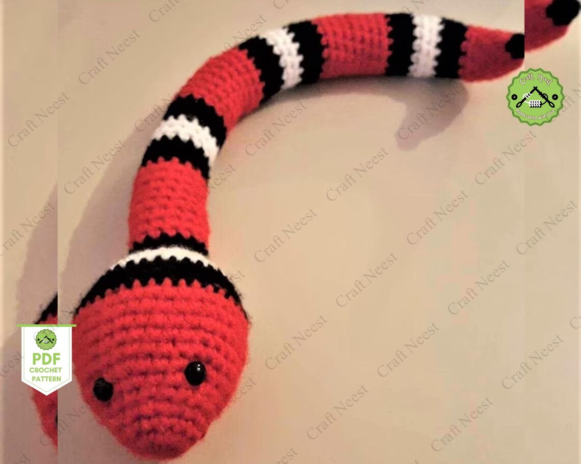 Snake Plush Crochet Pattern PDF No Sew Amigurumi Snake Pattern Beginner ...