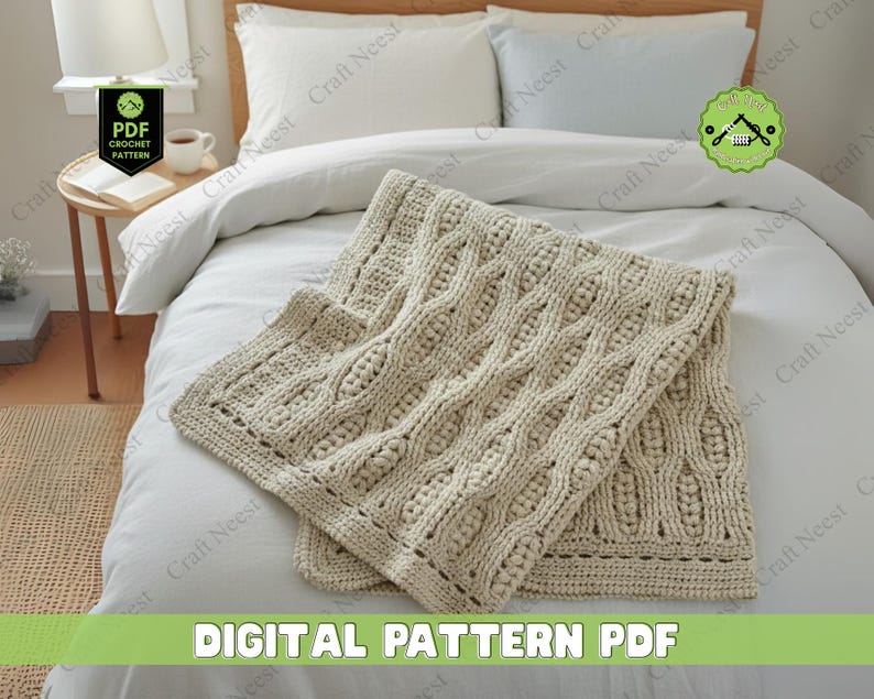 Vines Crochet Baby Blanket Pattern, Wheat Stitch Afghan (PDF Pattern ...