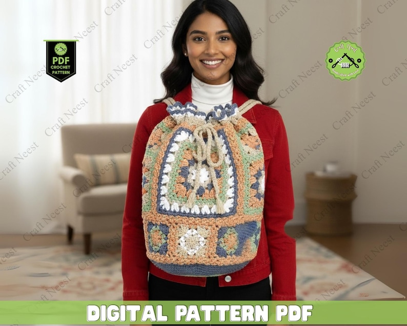 Granny Square Crochet Bag Pattern PDF, Large Crochet Tote Bag Pattern ...