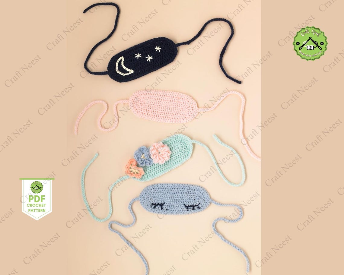 Crochet Eye Mask Pattern Sleeping Mask Crochet Pattern DIY Sleep Mask ...