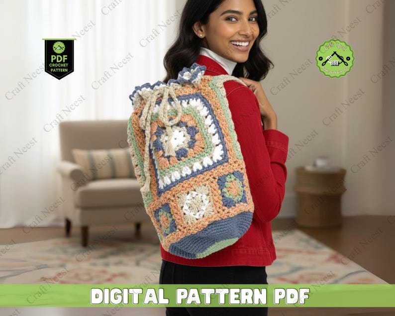 Granny Square Crochet Bag Pattern PDF, Large Crochet Tote Bag Pattern ...