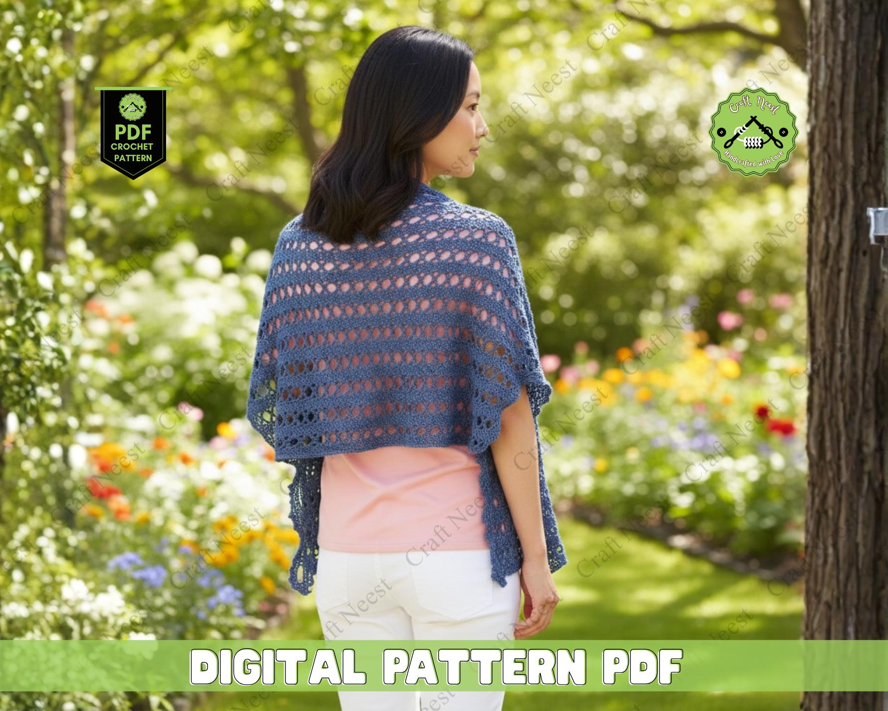 Easy Crochet Shawl Pattern PDF Ursula Wrap Digital Crochet Pattern Half ...