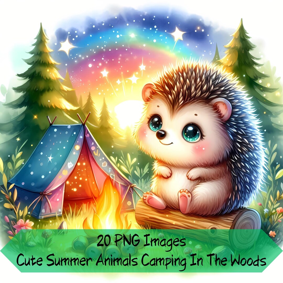 Animals Camping Clipart Bundle, 25 Forrest Graphics, Camping Png, Cute ...