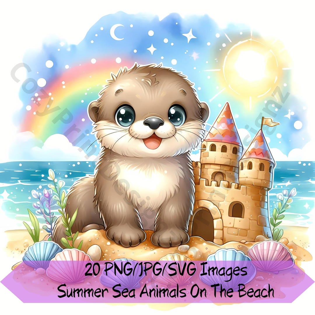 Summer Sea Animals Beach Clipart Bundle, 20 Summer Graphics, Sandcastle ...