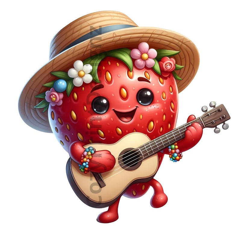 Funny Summer Strawberry Clipart Bundle, 25 Fruit Graphics, Strawberry ...