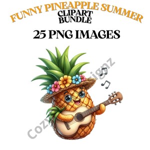 Funny Summer Pineapple Clipart Bundle, 25 Fruit Graphics, Pineapple Png ...