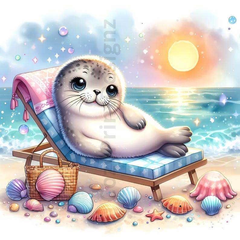 Summer Sea Animals Clipart Bundle, 20 Summer Graphics, Beach Png, Cute ...