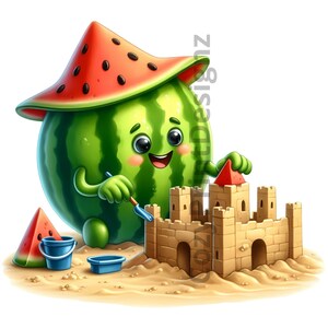 Funny Summer Watermelon Clipart Bundle, 25 Fruit Graphics, Watermelon ...