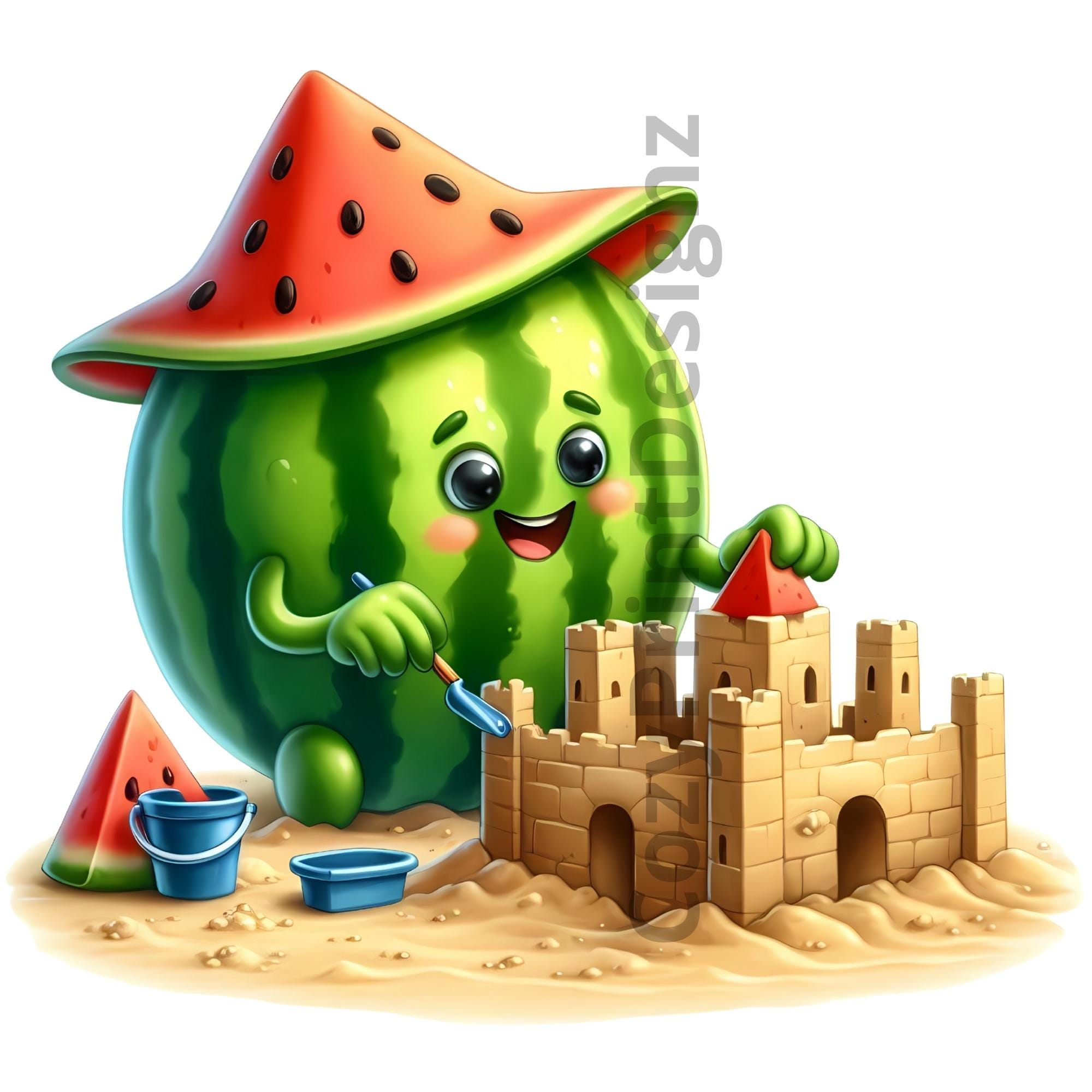 Funny Summer Watermelon Clipart Bundle, 25 Fruit Graphics, Watermelon ...