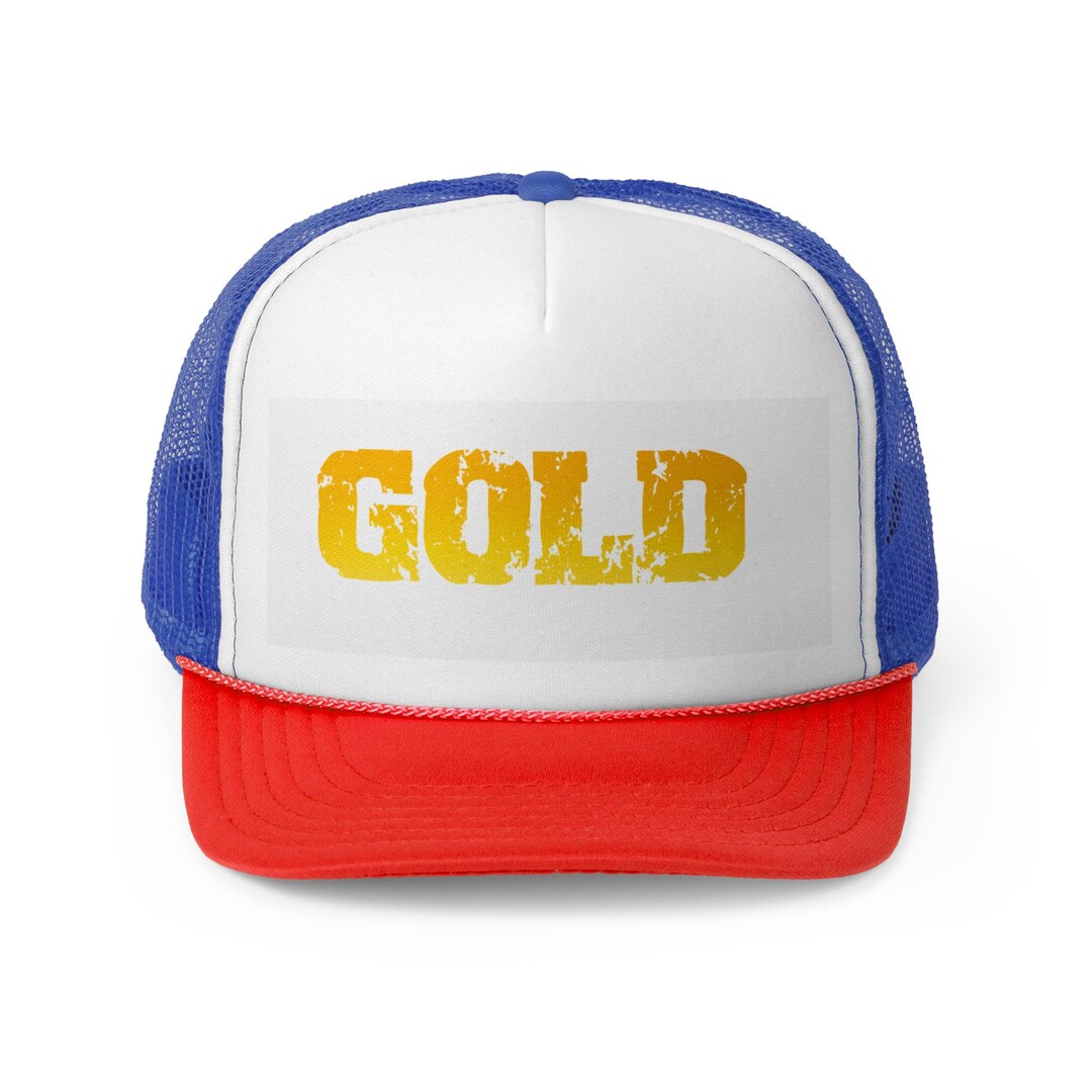 Bold Gold Trucker Cap, Casual Summer Accessory, Perfect for Festivals ...