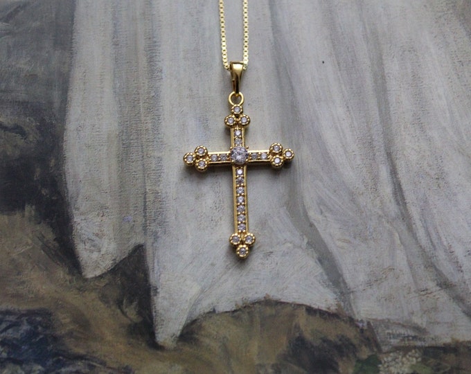 Victorian Cross Necklace Georgian Antique Inspired Rhinestone Cross ...