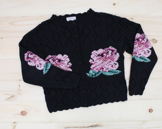 PEONIES Cut Out Cardigan | Cropped Cotton Cardigan | Eyelet Cut Out ...