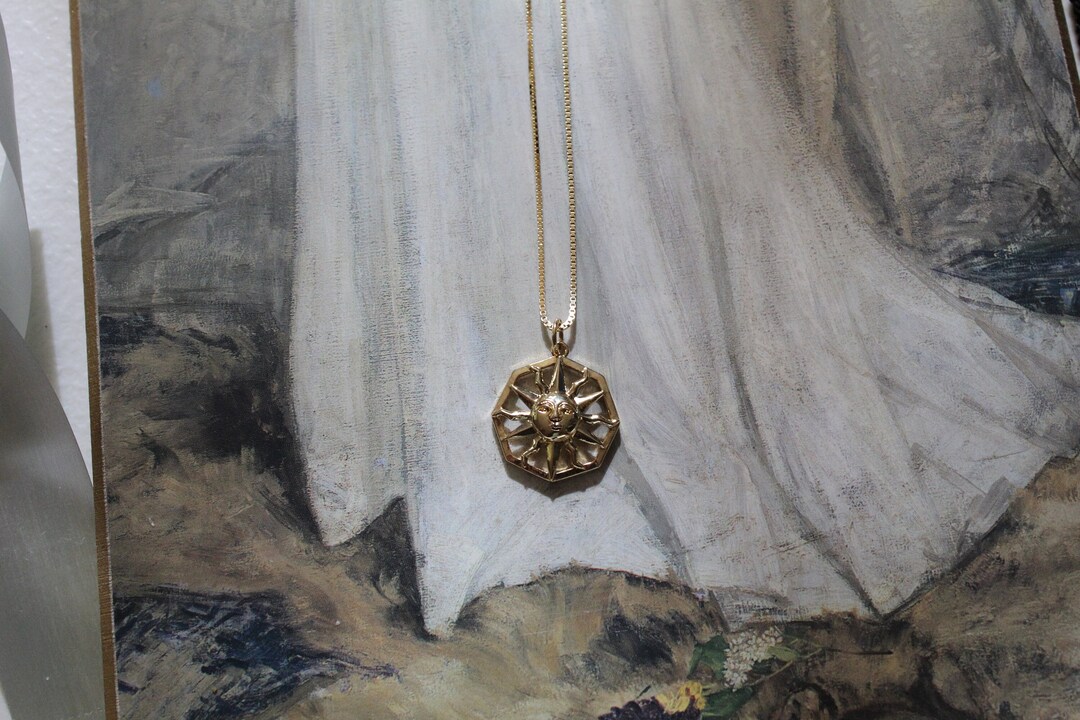 Wheel of Fortune Necklace | 14K Gold Plated Sun Charm Necklace | 925 ...