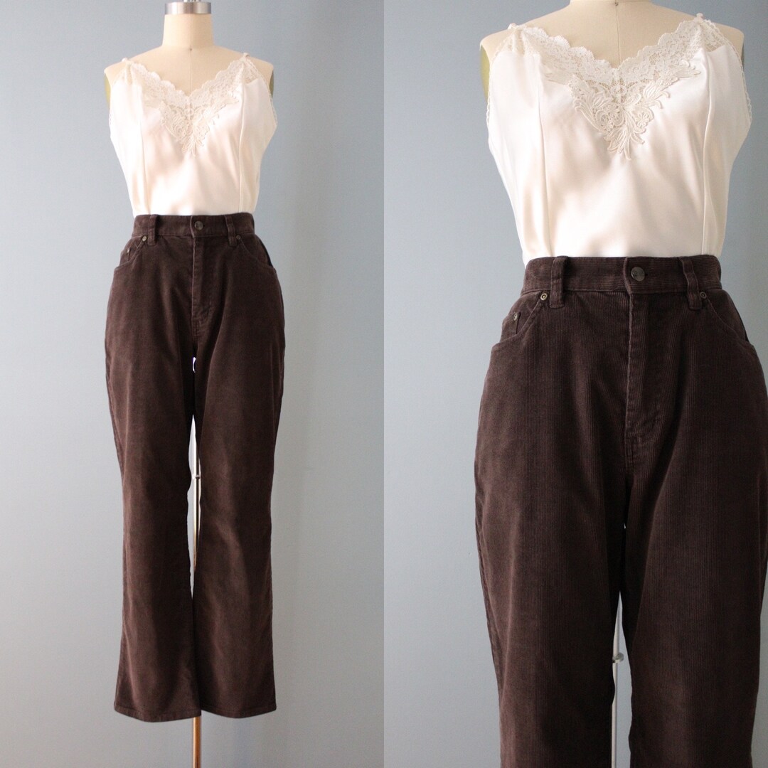 UMBER Brown Corduroy Pants Llbean Flared Pants Corduroy - Etsy
