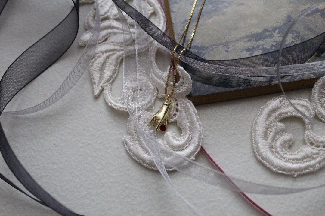 Victorian Hand Heart Necklace | 14K Gold Plated Hand Necklace | Gift ...