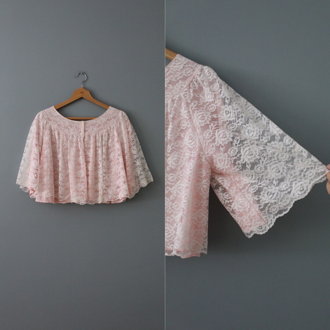 LACE Blush Pink Capelet 1960s Mod Cropped Loungewear Mod Pink Lace ...