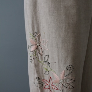 Embroidered Linen Pants Ecru Linen Pants Bohemian Flower - Etsy