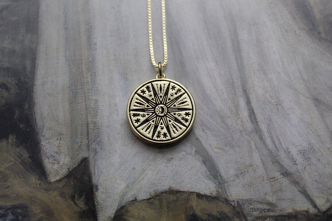 GOTHIC Medallion Necklace | Withy Dark Celestial Embossed Medallion ...