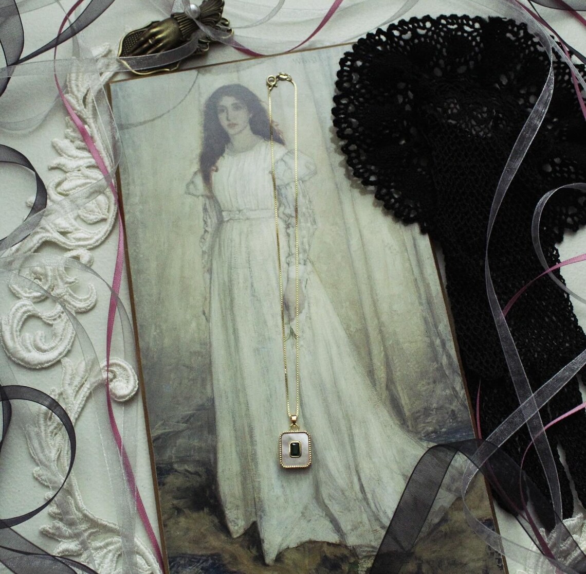 SIREN Eye Charm Necklace | Victorian Mother of Pearl Charm Necklace ...