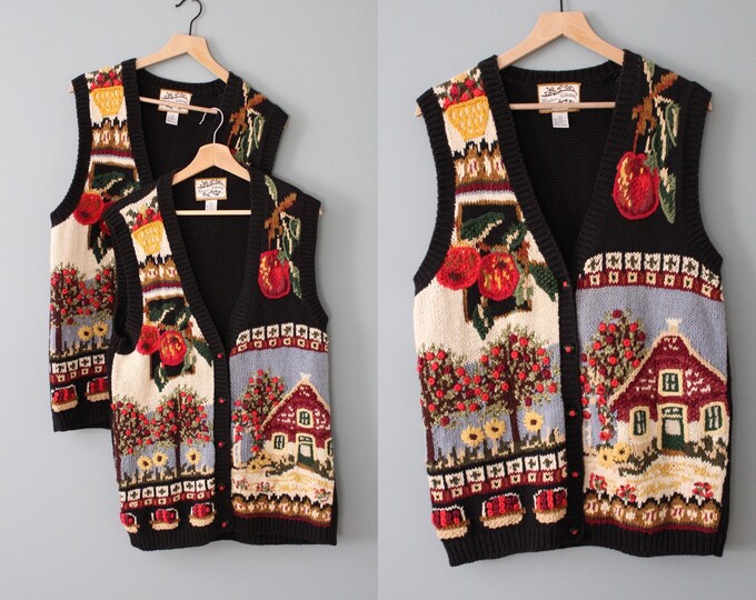 APPLE ORCHARD Intarsia Vest | 1997 Heirloom Collectibles Vests ...