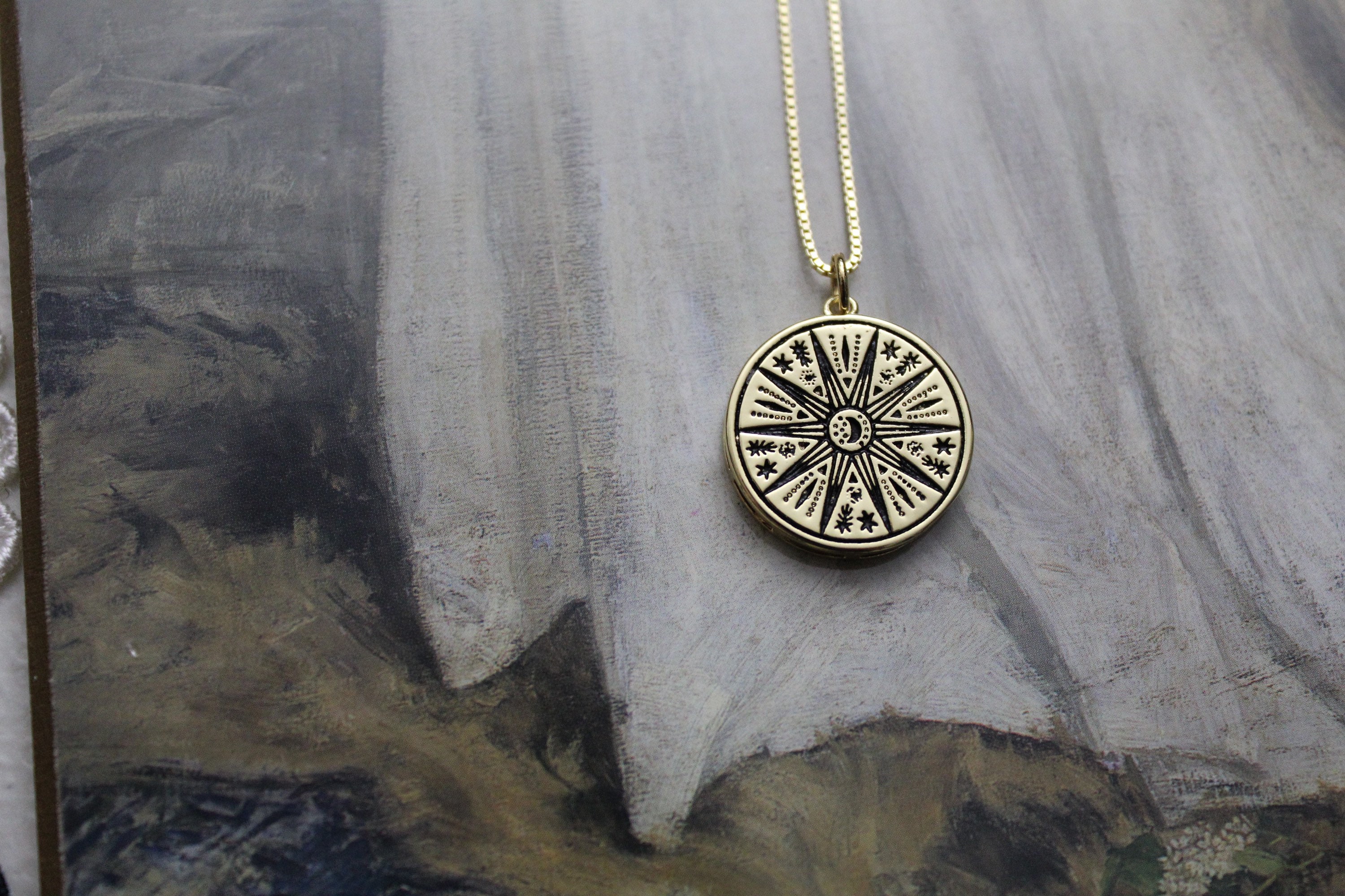 GOTHIC Medallion Necklace | Withy Dark Celestial Embossed Medallion ...