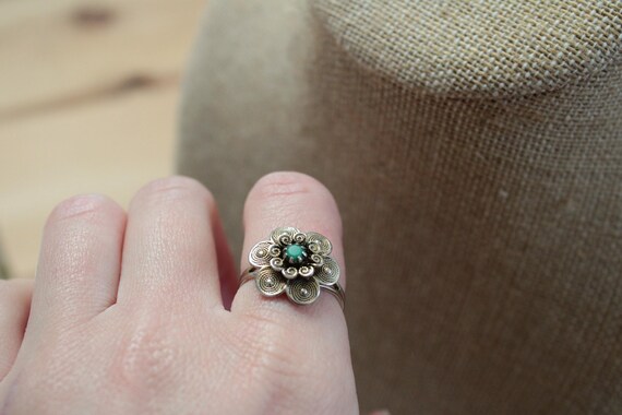 bohemian flower turquoise statement ring - Gem