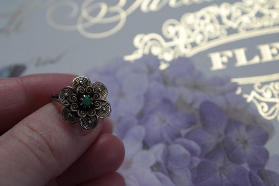 bohemian flower turquoise statement ring - Gem