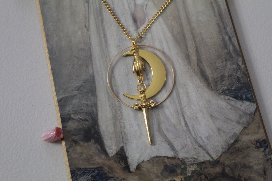 HECATE Pendant Necklace | Crescent Moon Dagger Necklace | Victorian ...