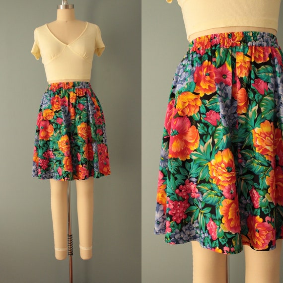 Frida Kahlo Silk Mini Skirt 90s Talbots Skater Skir… Gem