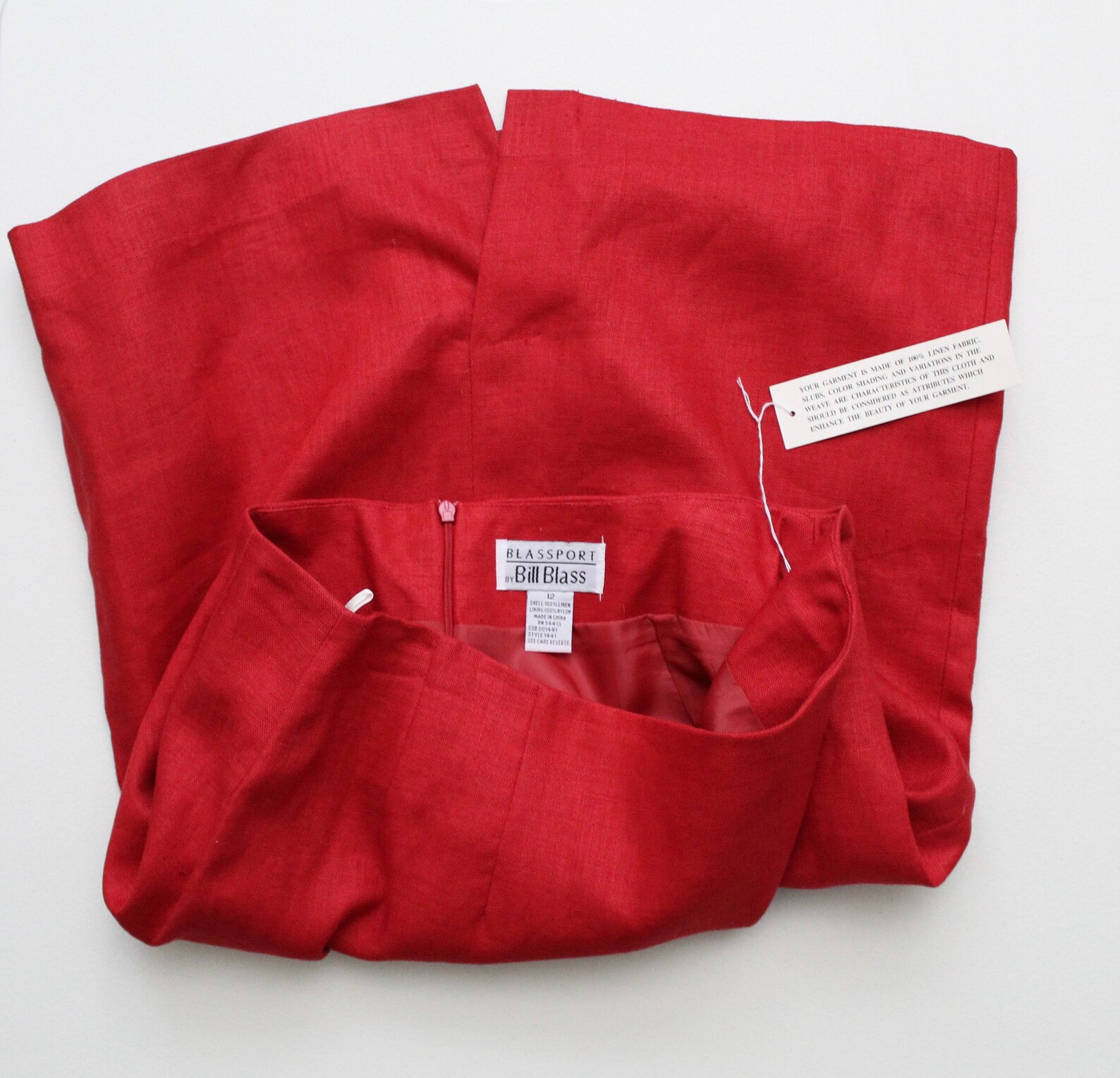 CRIMSON Red Linen Skirt | 90s Bill Blass Sport Linen Skirt | Nwt Linen ...