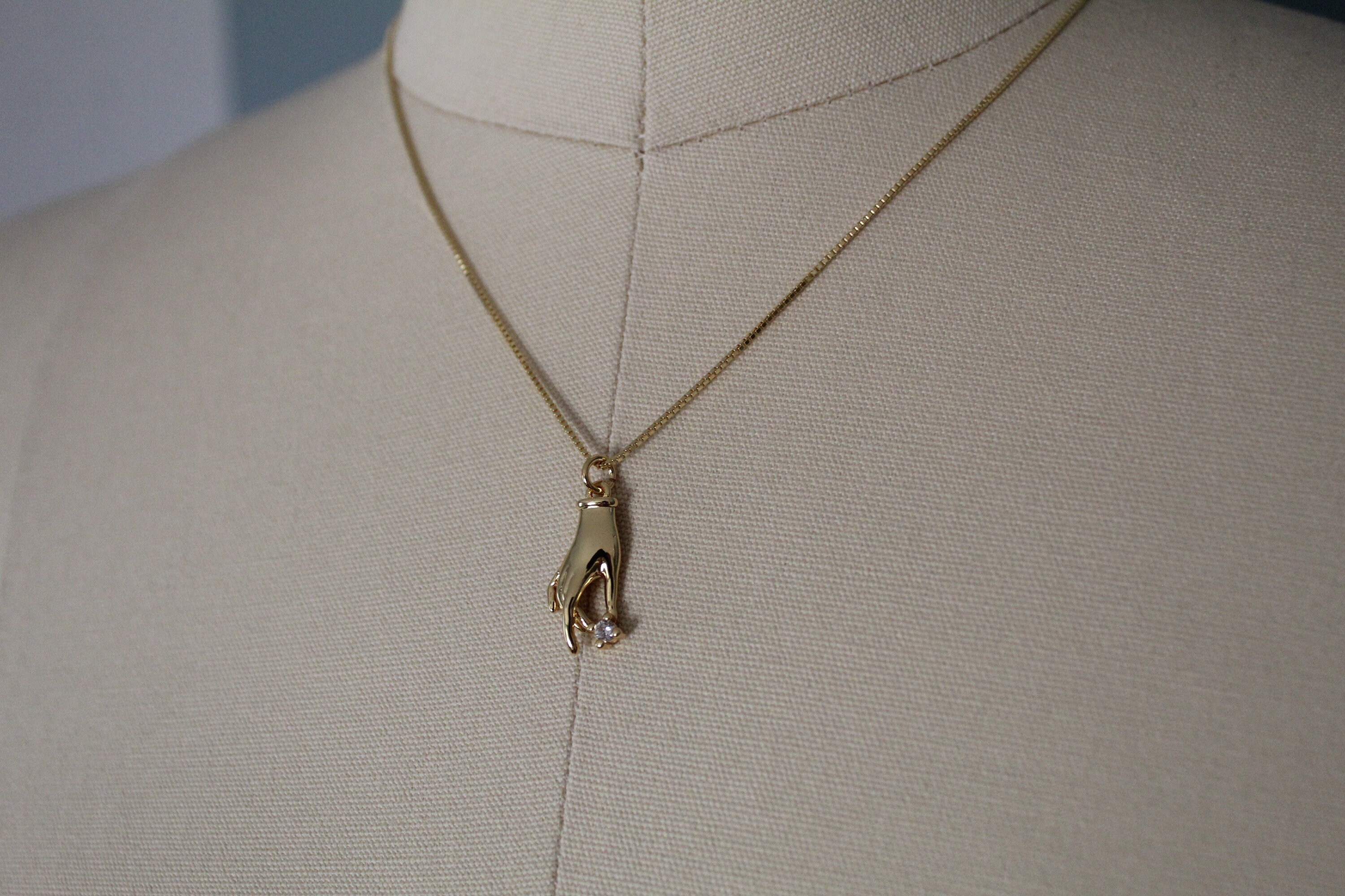 Victorian Hand Charm Necklace | 14K Gold Plated Hand Necklace | Gift ...