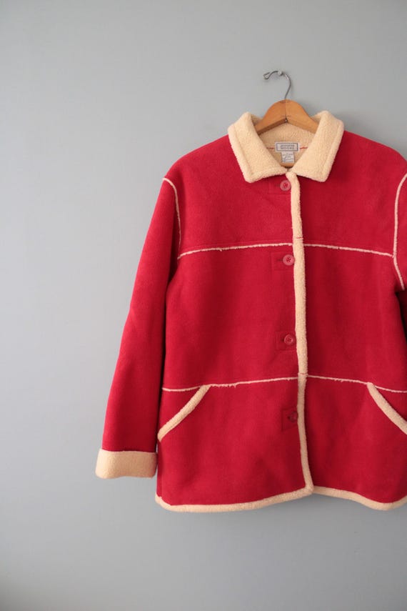 tomato red shearling fleece jacket - Gem