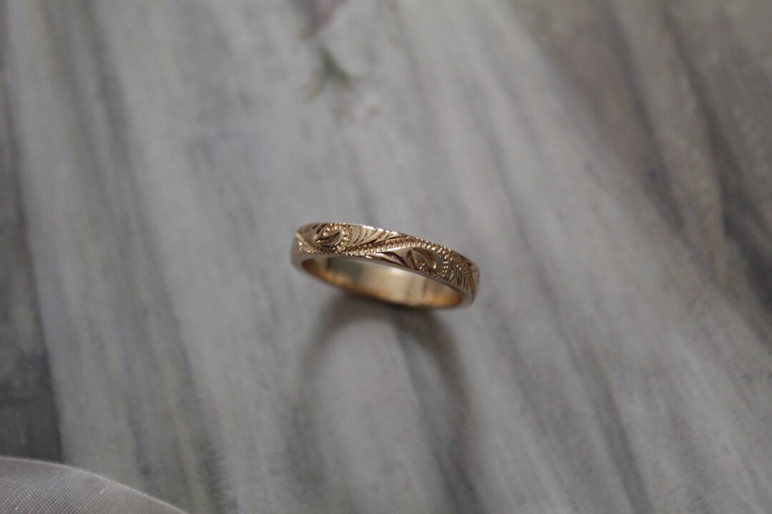 Viktorianischer geätzter Ring 925 Gold, Rose und Silber Stapelring ...