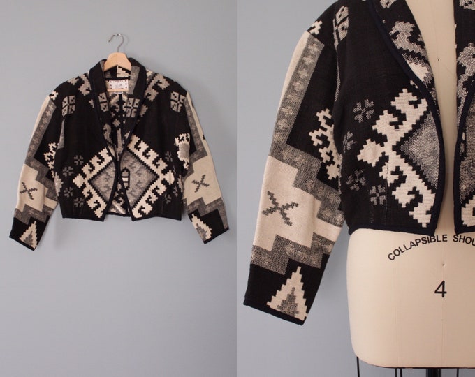 NAVAJO Cropped Jacket | Tapestry Woven Jacket | Navajo Ornament Jacket ...