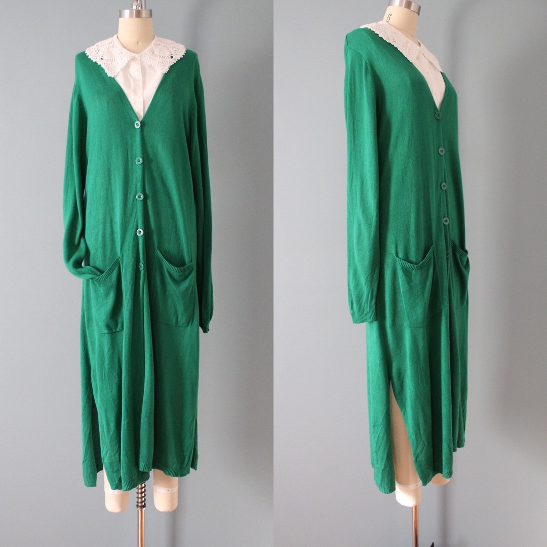 SHAMROCK Green Long Cardigan | Floor Length Duster Cardigan | Long ...