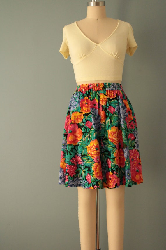 Frida Kahlo Silk Mini Skirt 90s Talbots Skater Skir… Gem
