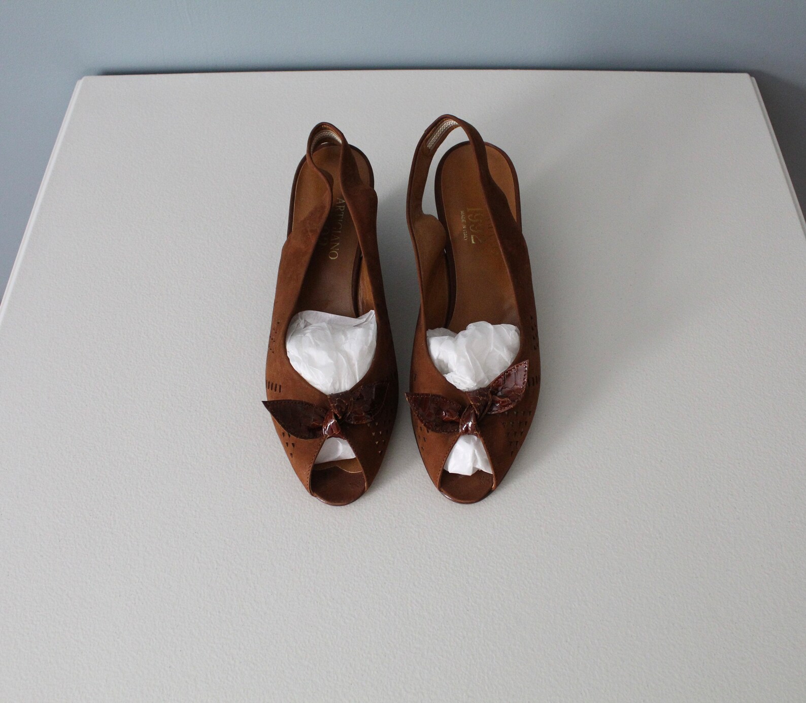 RUST Cinnamon Brown Suede Pip Toe Heels | Summer Wedge Heels | Cut Out ...