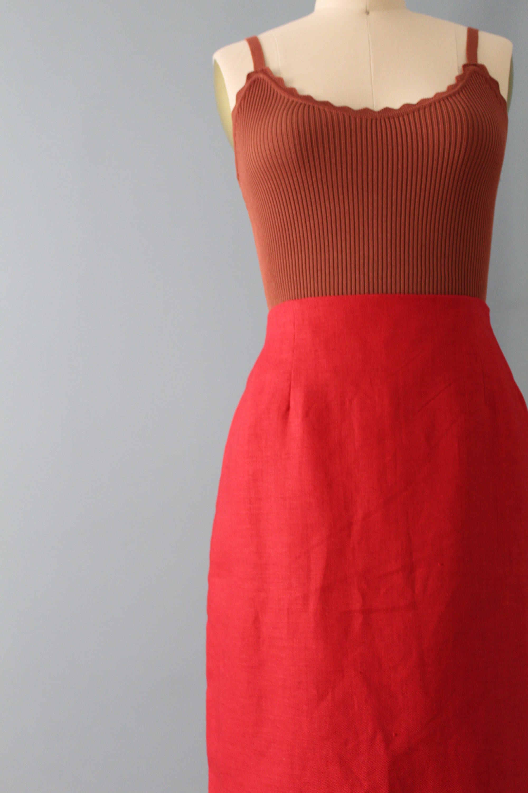 CRIMSON Red Linen Skirt | 90s Bill Blass Sport Linen Skirt | Nwt Linen ...