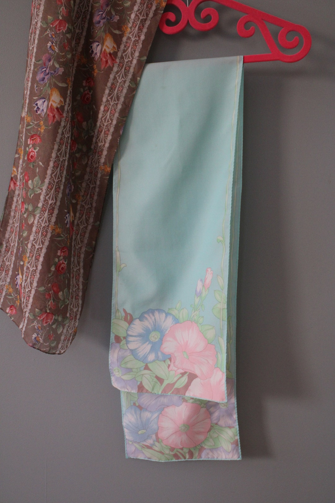 Spring Botanical Scarf | Petunia Flower Scarf | Avon Powder Blue Scarf ...