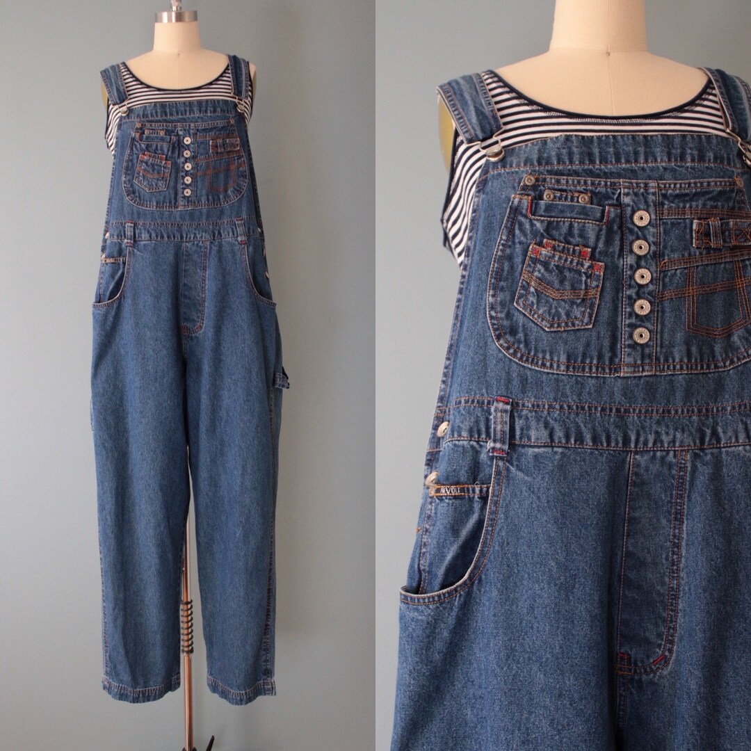 OVERSIZED Denim Overalls 90s Revolt Overalls Indigo Blue Multi Pocket ...