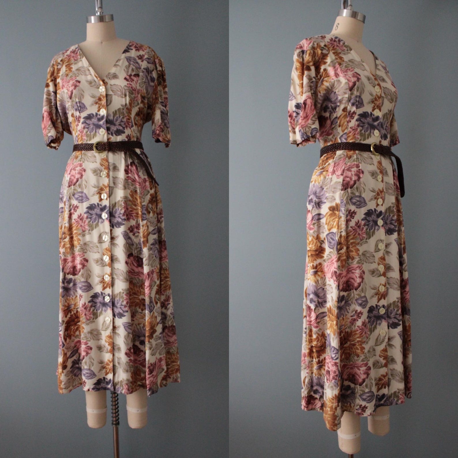 Muted Botanical Maxi Dress - Etsy