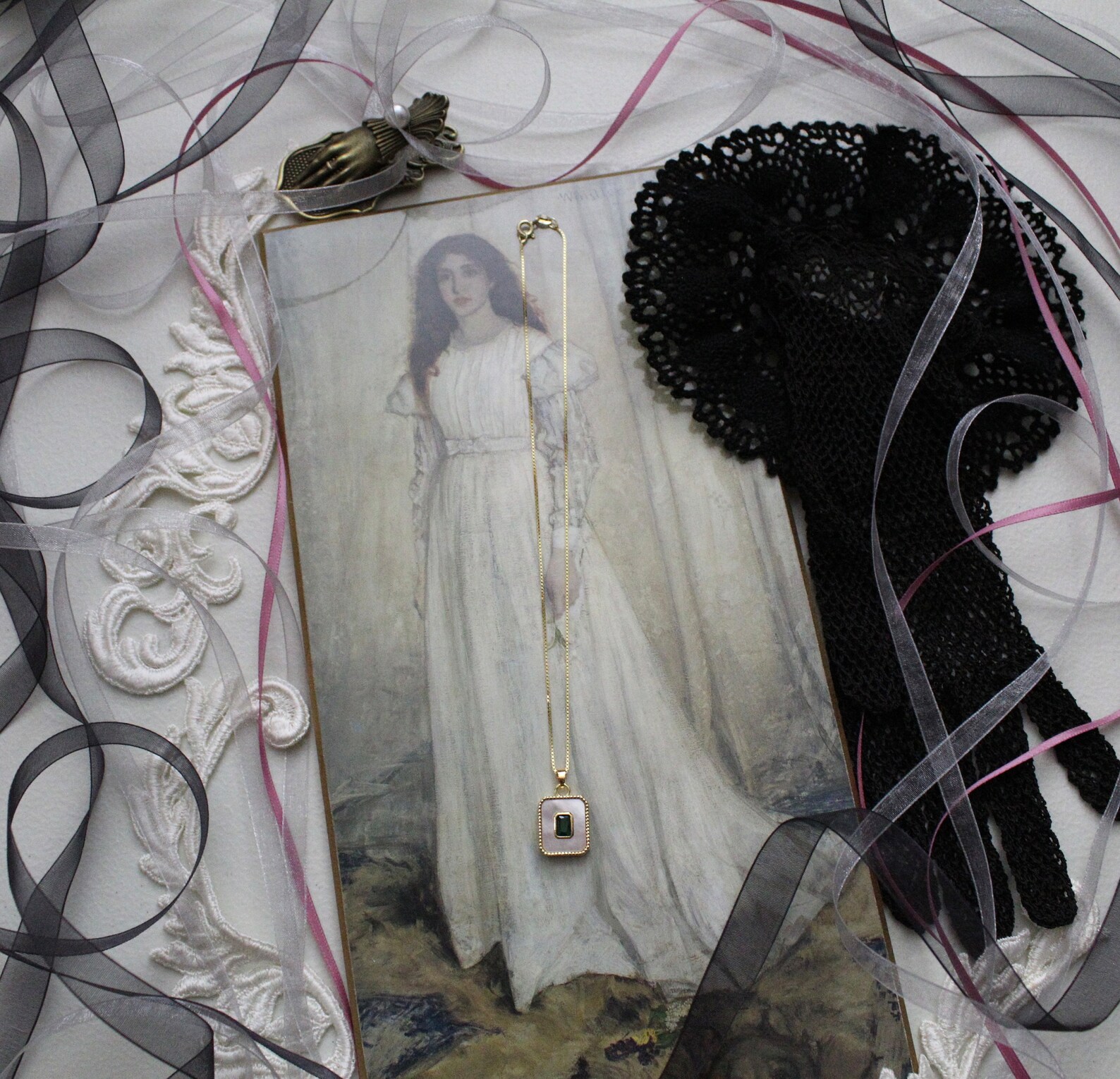 SIREN Eye Charm Necklace | Victorian Mother of Pearl Charm Necklace ...