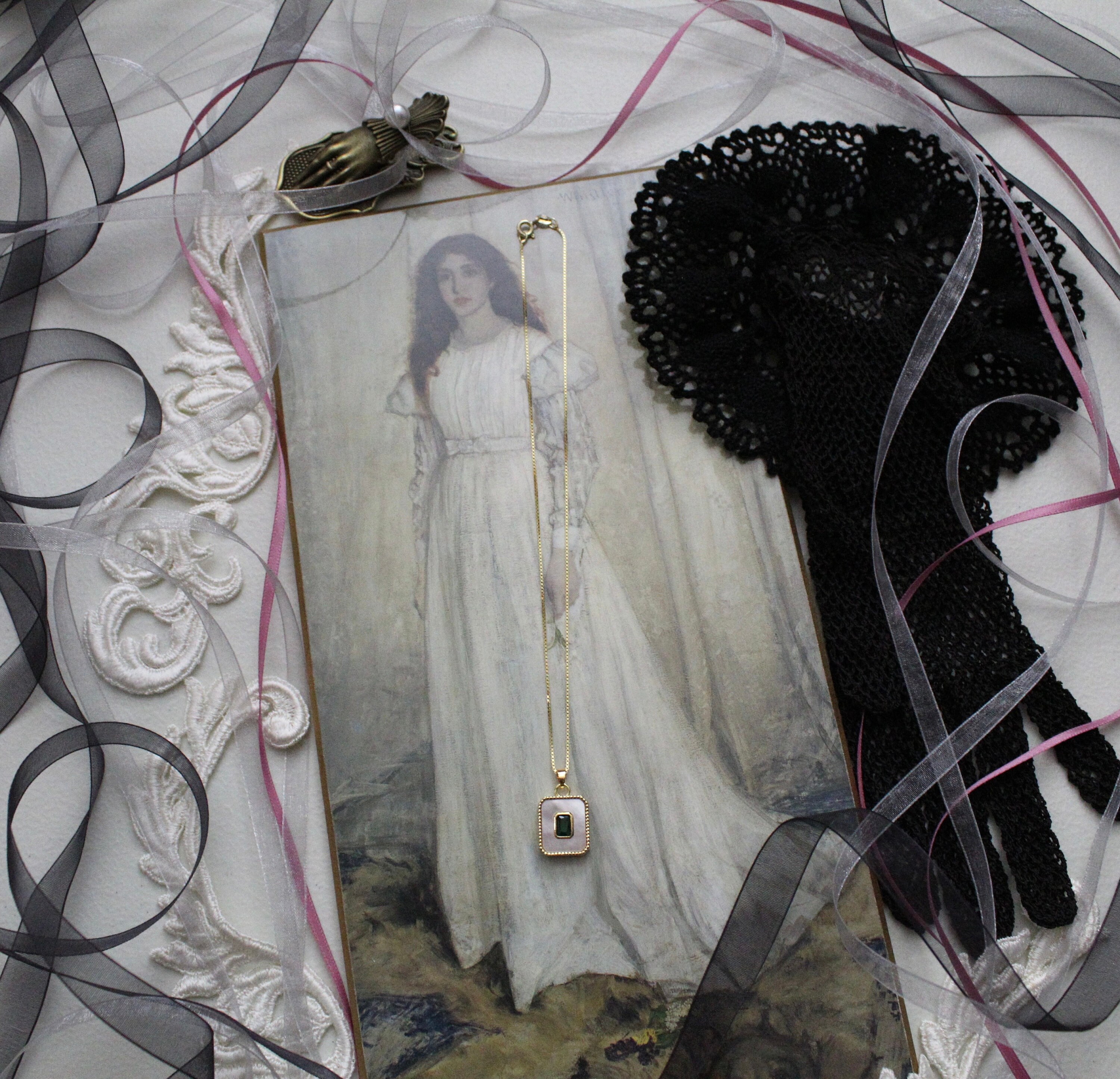 SIREN Eye Charm Necklace | Victorian Mother of Pearl Charm Necklace ...