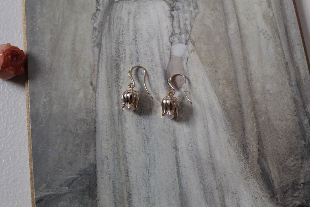 Maiglöckchen vergoldet Ohrringe | Viktorian Regency Poet Ohrringe ...